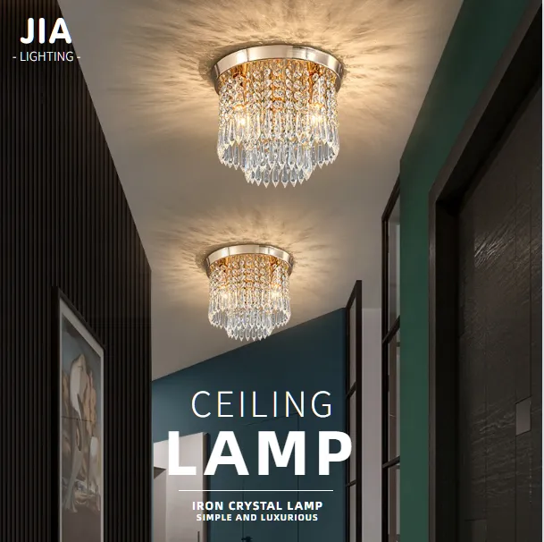 JIA【warm Light/12w】Simple and Modern E14 Ceiling Light Crystal Foyer ...