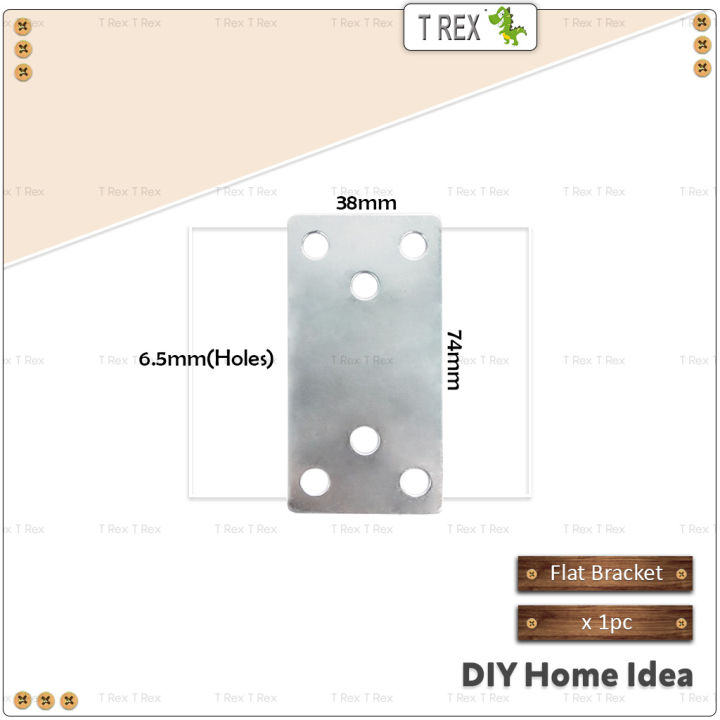 T Rex DIY 38mm x 74mm Furniture Flat Bracket / Flat Joint Brace / Flat ...