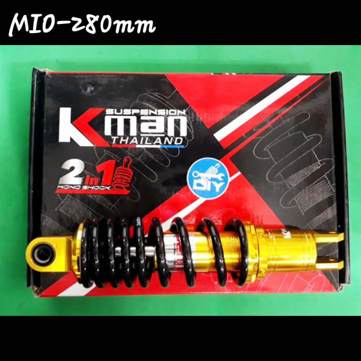 [top1motor] KMAN 2IN1 REAR SHOCK ABSORBER 280MM MODEL: MIO/BEAT ...