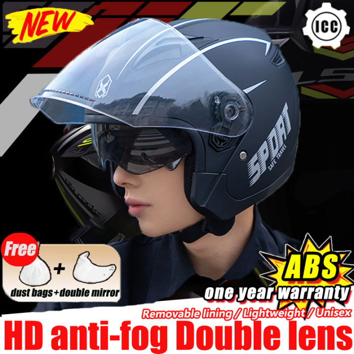 🔥ICC Sticker🔥Motorcycle Helmet Double Mirror half face helmet With ...