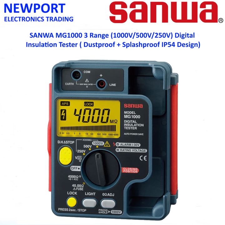 Sanwa MG1000 Digital Insulation Tester 4000 Megaohms 1000V ACV/DCV ...