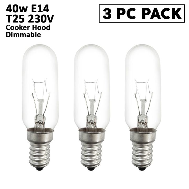 3 PC PACK | Tubular Light Bulb 40W E14 T25 | 230V | Cooker Hood ...