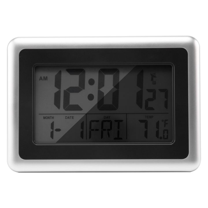 Atomic Digital Wall Clock, Large Lcd Display, Battery Operated, Indoor ...