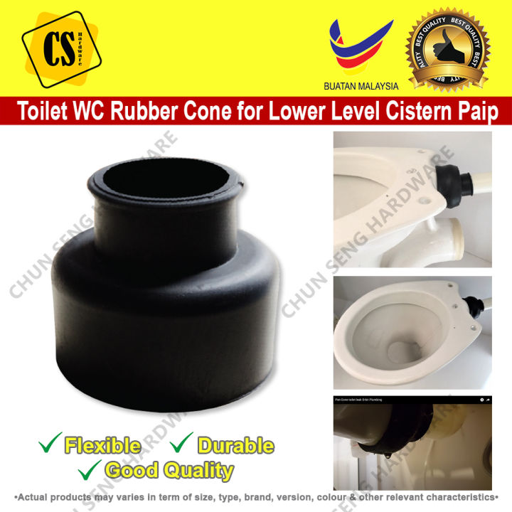 Toilet WC Black Rubber Cone for Lower Level Cistern Pipe Outlet ...