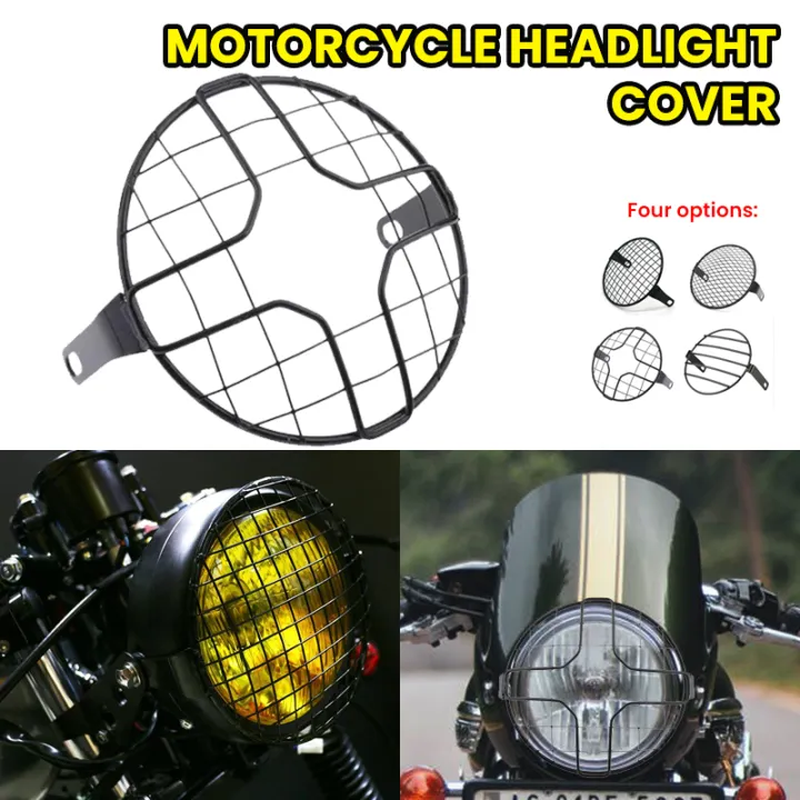 Motorcycle Headlight Cover Retro Old School Metal Motorcycle Grill Side ...