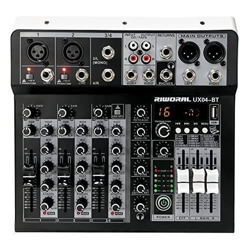 Audio Mixer 4 Channel Sound System 4 Chanel Audio Interface Bluetooth ...