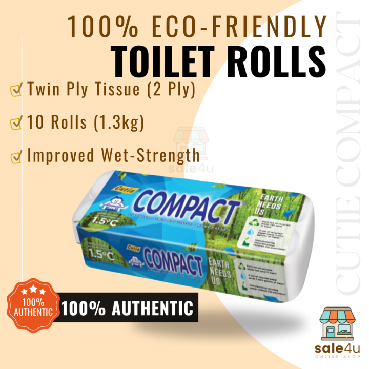 Cutie Compact Toilet Paper Bathroom Tissue 2 Ply Blue (10 Rolls) 卫生纸 厕纸 | Lazada