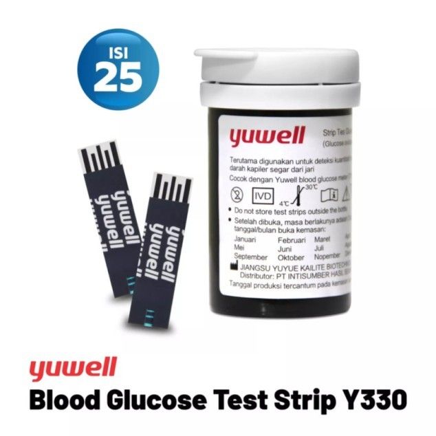 Gluco Strip Yuwell Y330 isi 25s Strip Gula Darah Yuwell Blood Glucose ...
