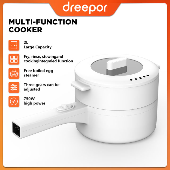 Dreepor Electric Cooker Pot 2L Multi-function Cooker Double-layer Hot ...