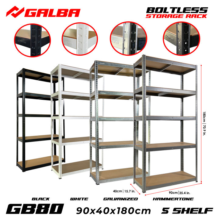 Galvanized Boltless Storage Rack GB80 Adjustable 5 Layers (90x40x180cm) Steel Shelving | Lazada PH