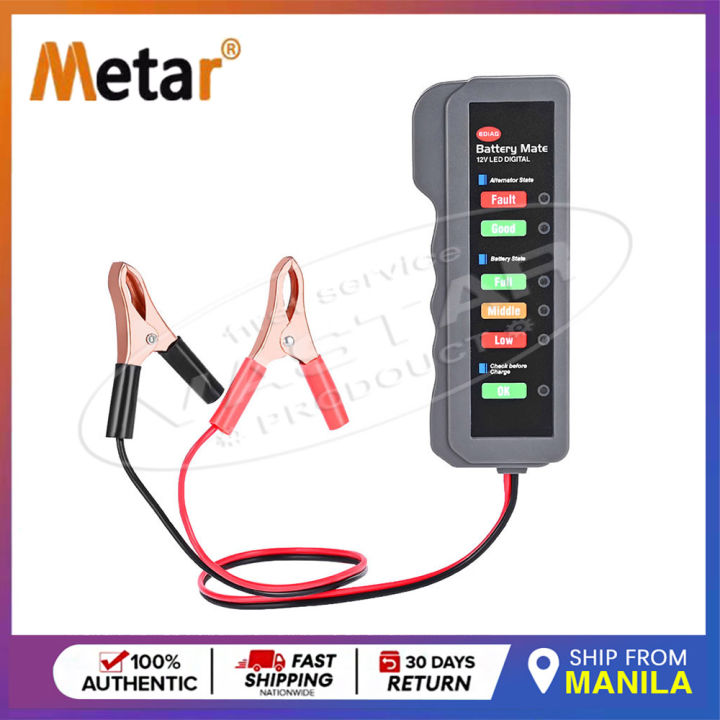 Metar 12V Car Battery & Alternator Tester - Test Battery Condition ...