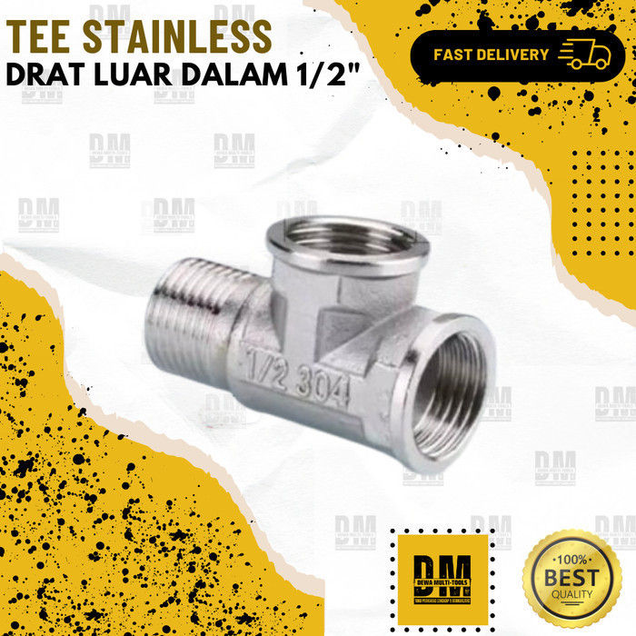 TEE Nepel Stainless Drat Luar Dalam 1/2" Nepple Drat SUS 304 Nepel T ...