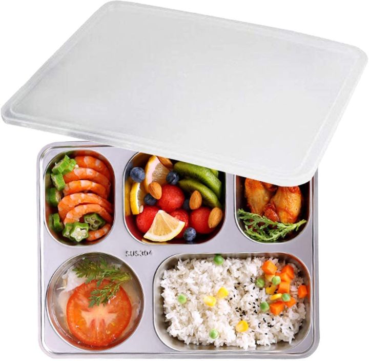 Stainless Steel Bento Box Food Tray Bento with Transparent Lid | Lazada PH