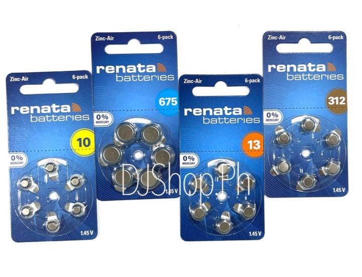 Renata Battery 675 / 312 / 10 / 13 Size Hearing aid batteries Zinc air ...