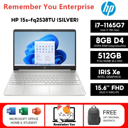 HP 15s-Fq2538TU 15.6" FHD Laptop Natural Silver ( I7-1165G7, 8GB, 512GB ...