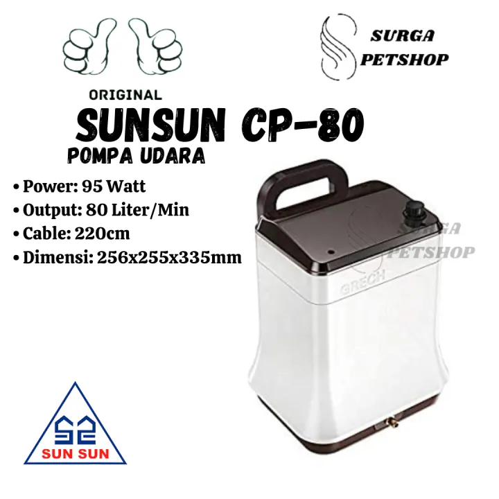 POMPA UDARA SUNSUN CP 80 AC DC HI BLOW AIR PUMP AERATOR OKSIGEN KOLAM IKAN LOW NOISE KAPASITAS ...