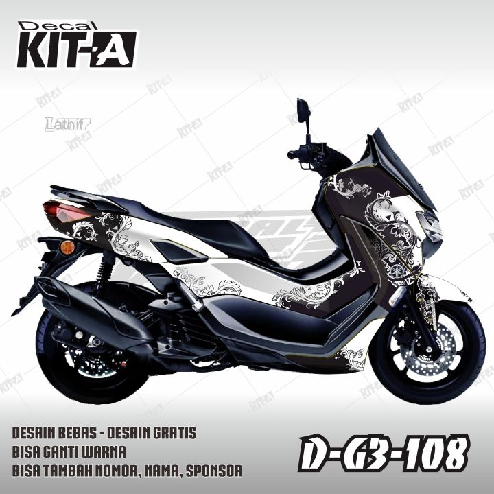 DECAL NEW NMAX Hitam Putih Motif Batik Simpel STICKER - STIKER FULLBODY ...
