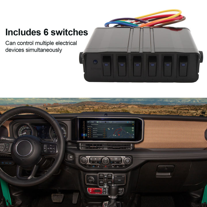 6 Gang Rocker Switch Box Panel with Blue Light for Automotive Cars ...