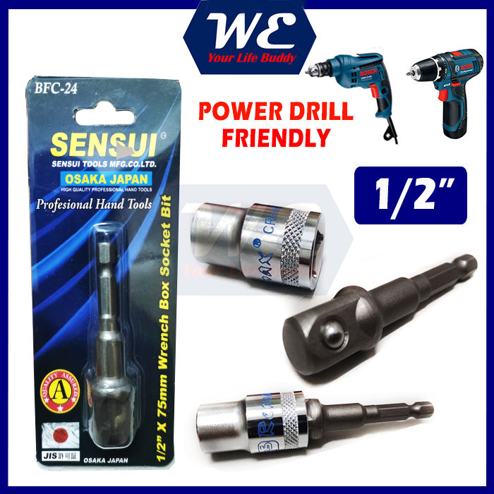 JAPAN SENSUI 1/2" Socket Screw Bit Adapter Set Hex Shank Nut Extension ...