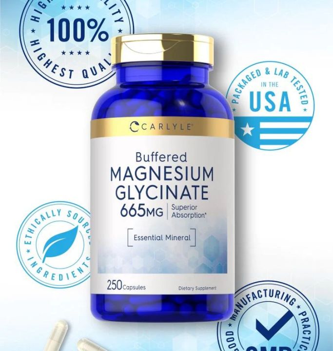 Carlyle Buffered Magnesium Glycinate 665mg 250 Capsules | Lazada