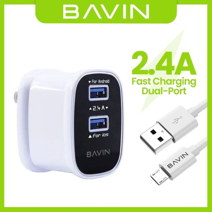 BAVIN PC727 2.4A Fast Travel Charger Dual USB for Micro / iPhone / Type ...