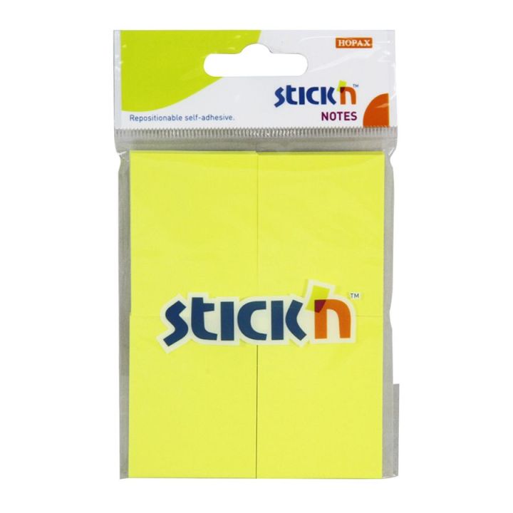กระดาษโน้ตกาวในตัว STICK'N #21091 ขนาด 1.5x2 นิ้ว (1x4) สีเหลืองนีออน ...