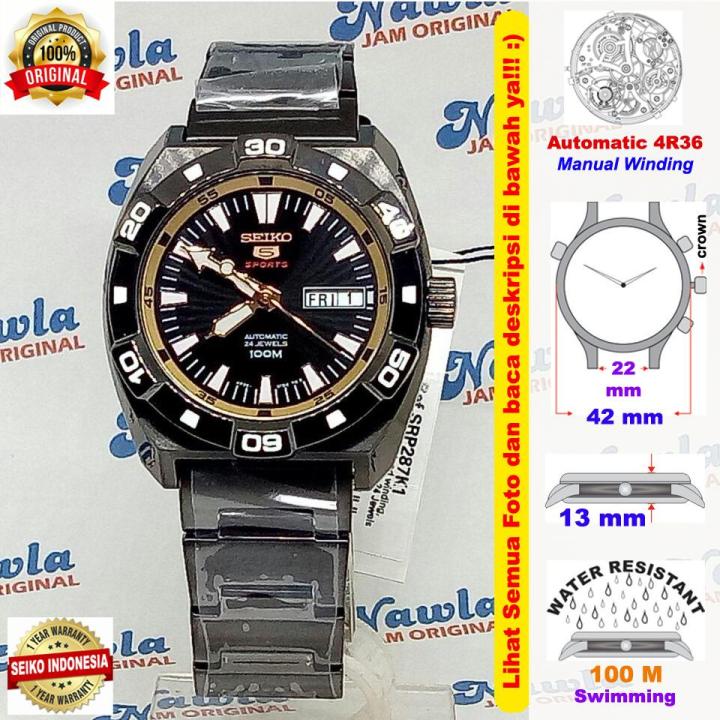 Seiko 5 Sports SRP287K1 Black IP Stainless - Jam Tangan Pria SRP287 ...