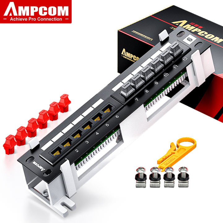 Ampcom 12 Port Patch Panel Cat 6a Cat6utp Mini Patch Panel With