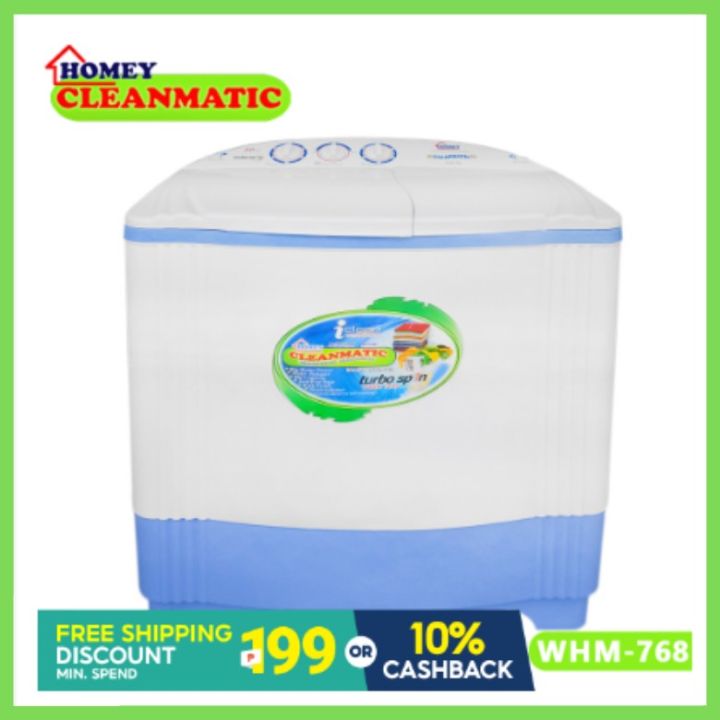 8kg Washing Machine Twin Tub 220v 350watts Homey Cleanmatic WHM-768 ...
