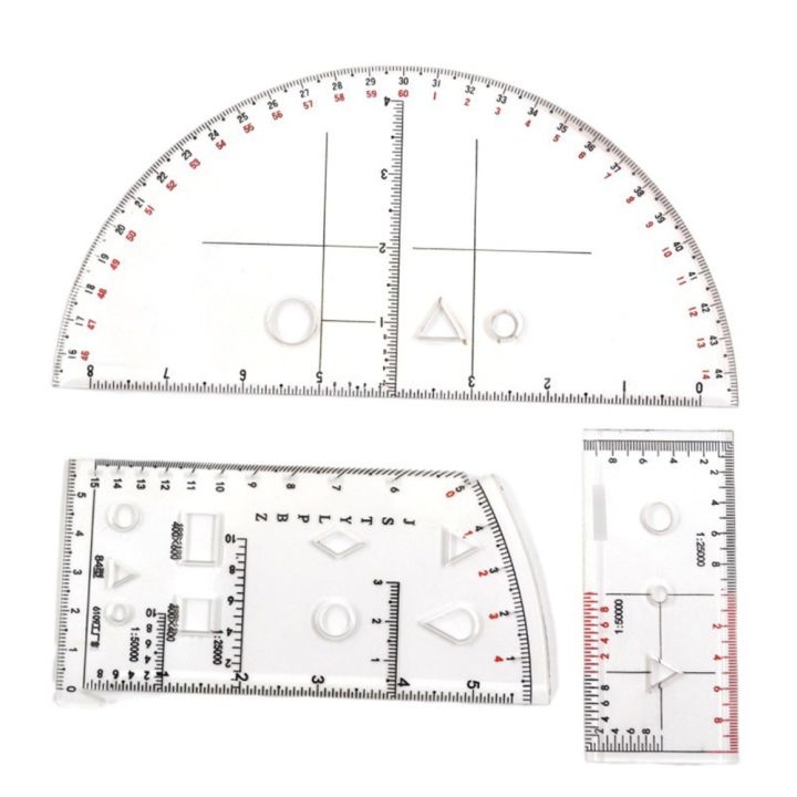 【COOLCOOK】 Set of Transparent Geometry Rulers for Accurate Map Reading ...