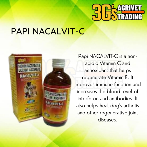 [3G AGRIVET] 1 BOTTLE PAPI NACALVIT-C ASCORBIC ACID / FOR DOGS / CATS ...