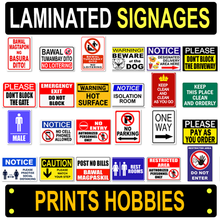 Laminated Signages / No Smoking / Facemask / No Parking / Signs ...