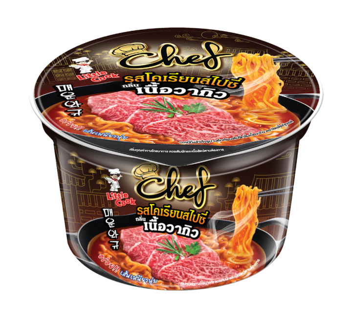 ลิตเติ้ลกุ๊กเชฟ บะหมี่กึ่งสำเร็จรูป รสโคเรียนสไปซี่ กลิ่นเนื้อวากิว ...