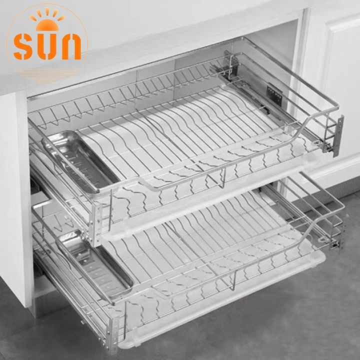 【SUN】Pull out basket 2 in 1 stainless steel pull out rack organizer ...
