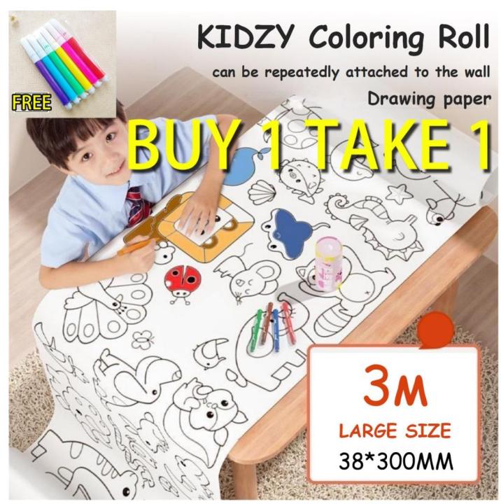 Kids Coloring Roll 3M Painting Rolls Drawing Paper Children's Graffiti ...