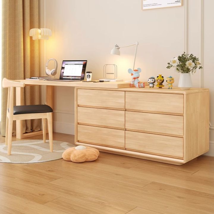 Solid Wood Dresser Retractable Study Desk Study Office Computer Desk ...