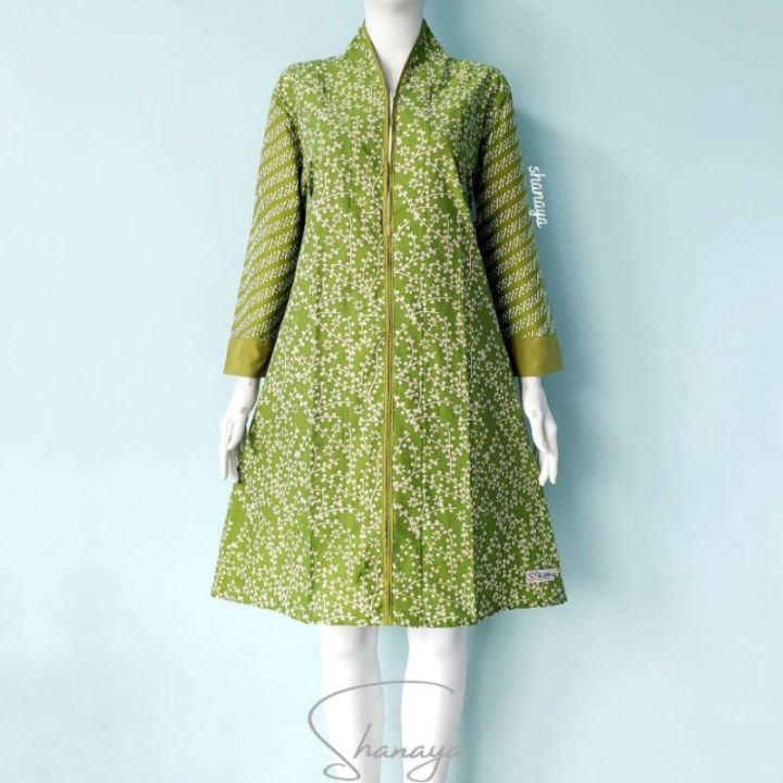 Shanaya Batik Tunik Aldena Garutan Dress Cap Baju Batik Wanita warna ...