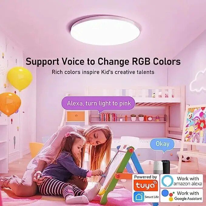 Smart Tuya WIFI LED Ceiling Light Dimmable Remote Voice Control Ceiling ...