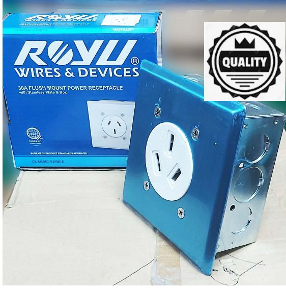 Royu Range Flush Mount Power Receptacle 30A with Stainless Plate and ...