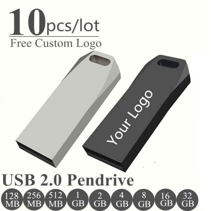 10 Pcslot Custom Logo Usb 20 Flash Pen Drive 512mb 2gb Cle Memory Sticks 16gb 32gb Mini Metal