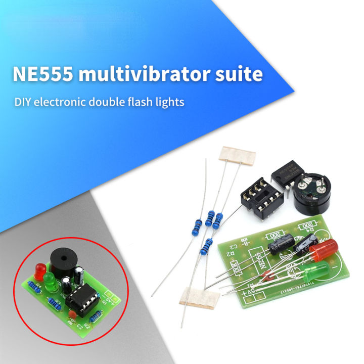NE555 multivibrator kit NE555P steady-state circuit dual flash LAMP DIY ...