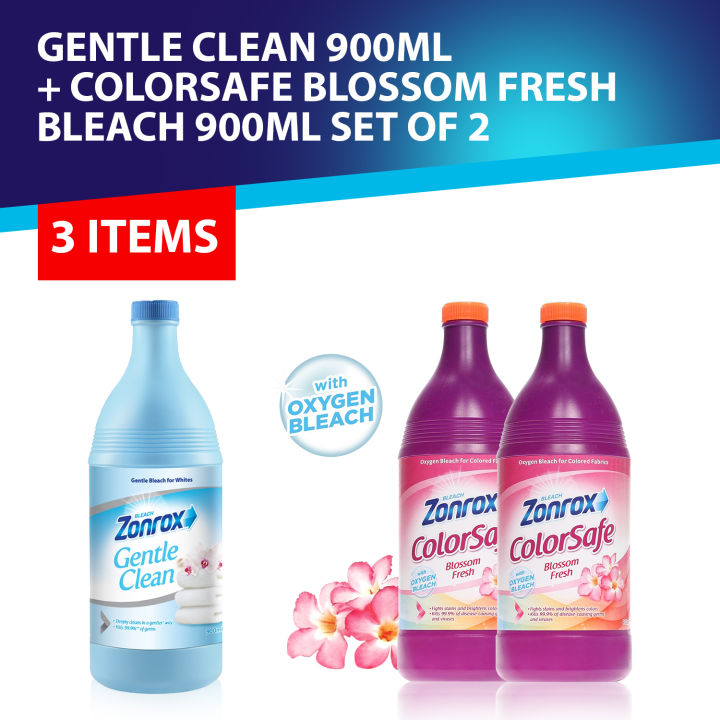 Zonrox Gentle Clean (900 ml) + Zonrox Colorsafe Blossom Fresh Bleach ...