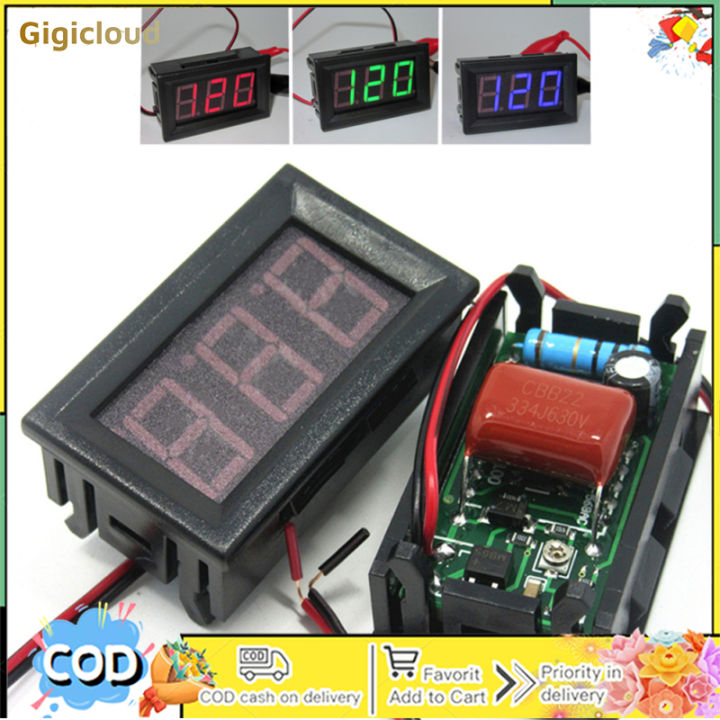 AC 220V 2-wire Voltage Meter Head LED Digital Voltmeter with Reverse ...