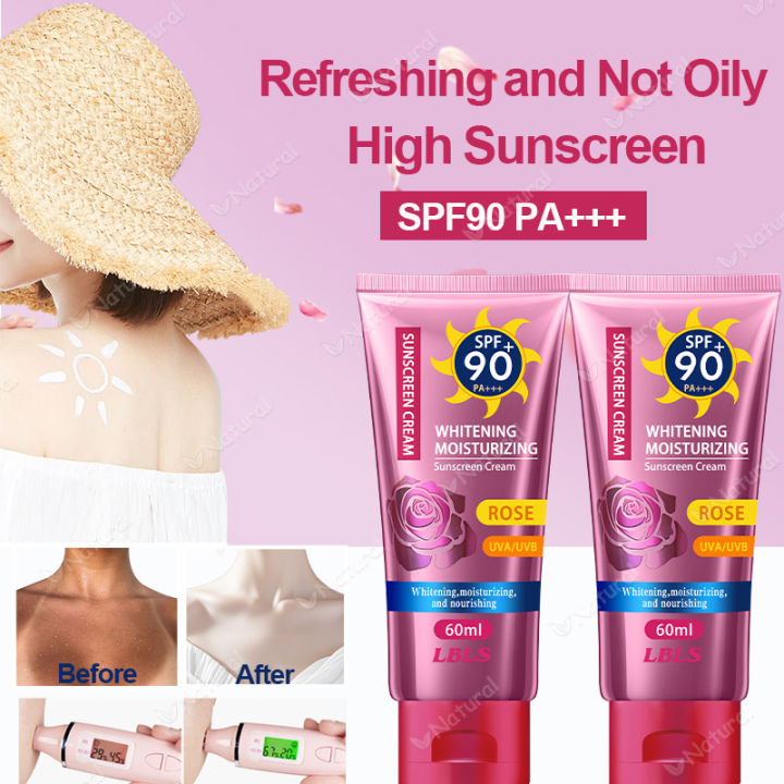 LBLS Sunscreen Cream spf 90+ High Protection UV 60ml Skincare Facial Skin Whitening Rose ...