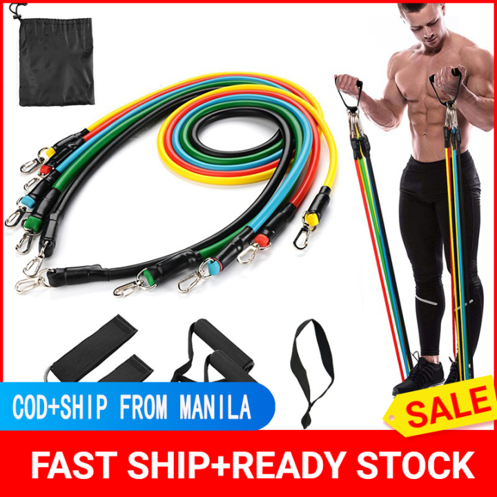 11pcs Fitness Rope Set TPE Yoga Tension Device 11-piece Set of Tension ...