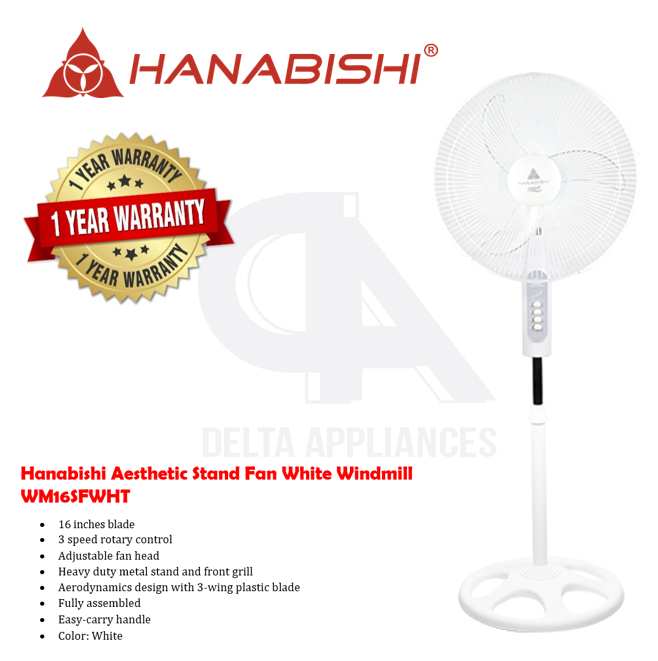 Hanabishi Windmill 16SFWHT Aesthetic Stand Fan White 16" Original with ...