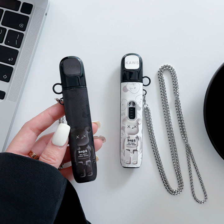 Relx Infinity 2 Case Metal Lanyard Black Cartoon Bear Cover with Pod ...