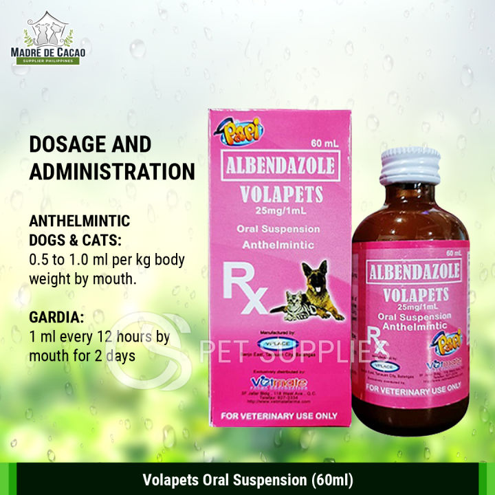 Papi Volapets Oral Suspension Anthelmintic Albendazole Dewormer For ...