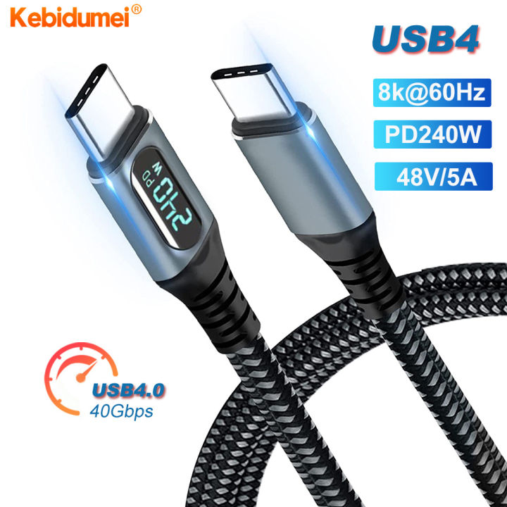 Kebidumei USB 4.0 Data Cable Type C to C PD 240W Fast Charging 40Gbps ...