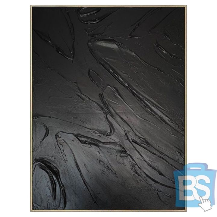 LUKISAN ABSTRAK HITAM TEXTURE TEBAL CAT TIMBUL 100% LUKISAN TANGAN DI ...